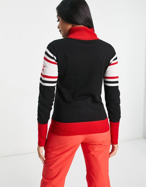 Threadbare Ski roll neck jumper in black and red | ASOS