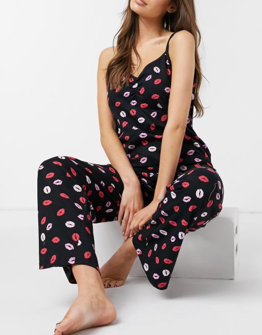 Threadbare strappy pajama set in black | ASOS