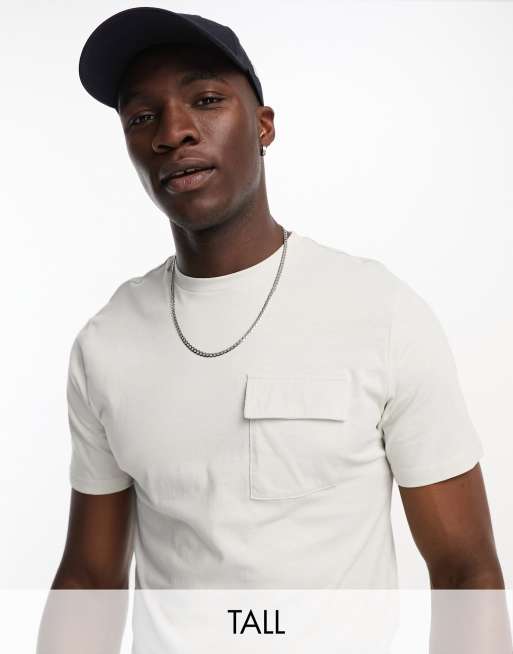 Threadbare Tall crew neck t-shirt in light grey | ASOS