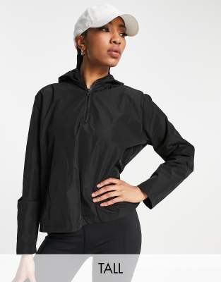 Threadbare Tall Fitness running zip through cropped jacket with hood in ...