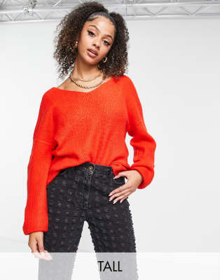Threadbare Tall fluffy knit jumper in bright red | ASOS