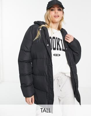 Threadbare Tall Tigger Hooded Lightweight Puffer Jacket In Black | ModeSens