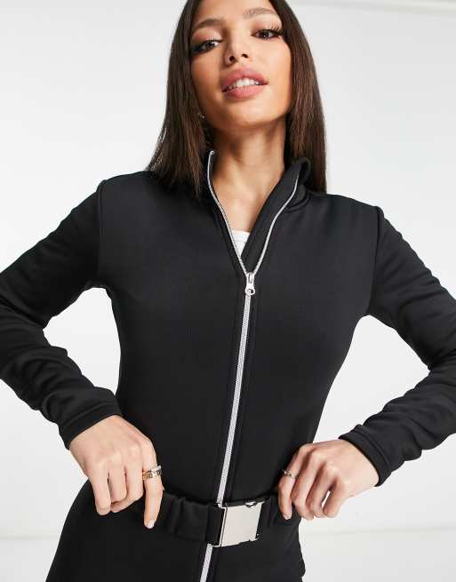 Threadbare Tall Ski belted jumpsuit in black | ASOS