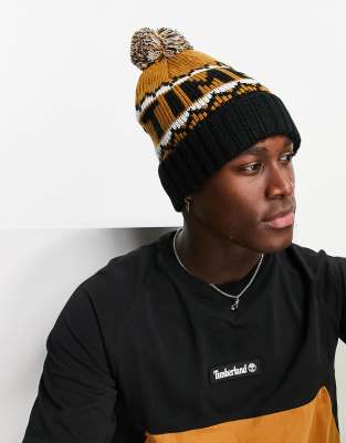 Timberland – Knit In – Strickmütze in Weizenbraun mit Umschlag | ASOS