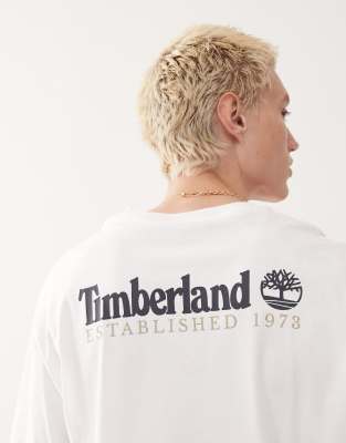 Timberland oversized backprint logo t-shirt in off white | ASOS