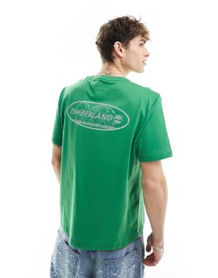 Timberland reflective backprint logo t-shirt in green | ASOS