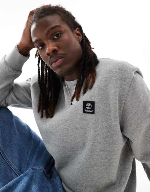 Timberland small badge logo sweatshirt in grey ASOS