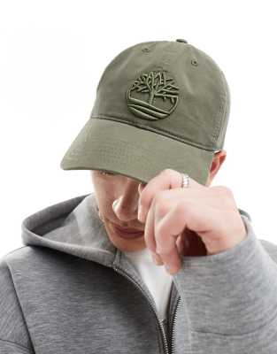 Timberland small logo baseball cap in khaki | ASOS
