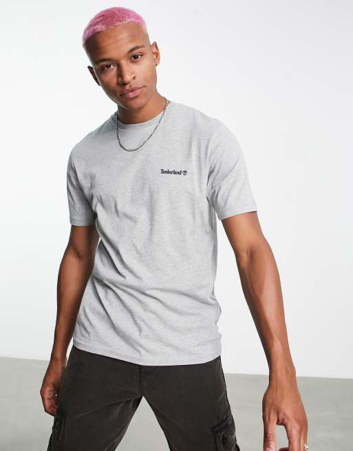Timberland small logo print t-shirt in light grey | ASOS