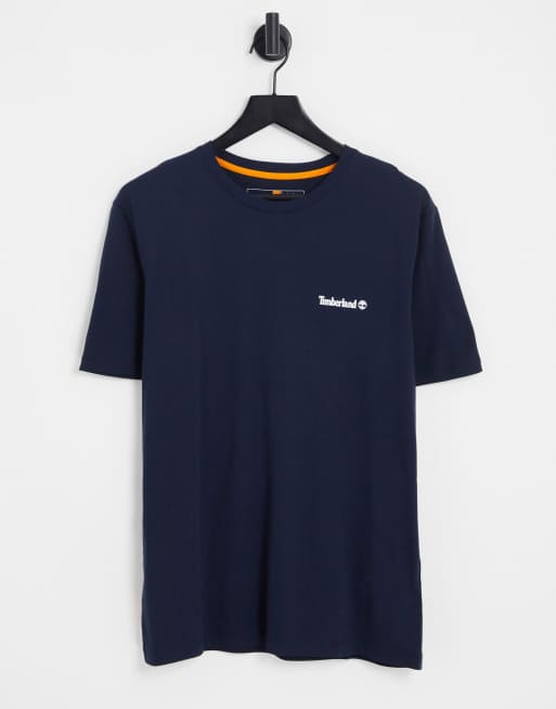 Timberland Small Logo print t-shirt in navy | ASOS