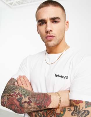 Timberland Small Logo print t-shirt in white | ASOS