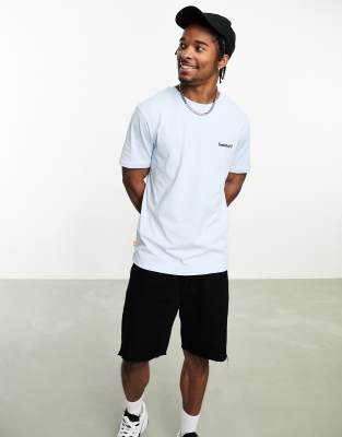 Timberland small logo t-shirt in sky blue | ASOS