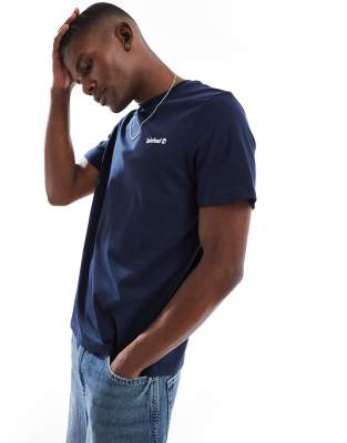 Timberland small script logo t-shirt in navy | ASOS
