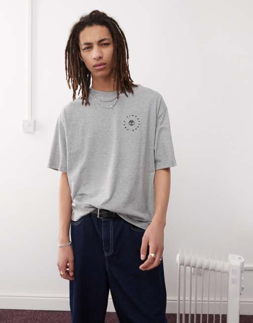 Timberland Timbs 6" back print oversized t-shirt in grey | ASOS