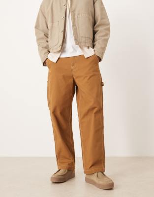 Timberland Washed duck canvas carpenter pant in dark wheat boot | ASOS