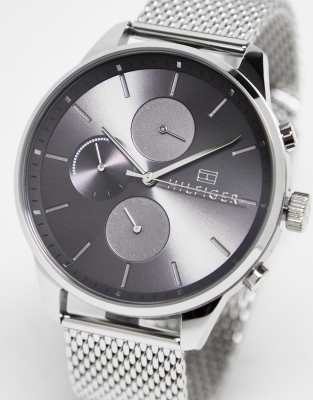 Tommy Hilfiger Chase multi-dial watch in silver | ASOS