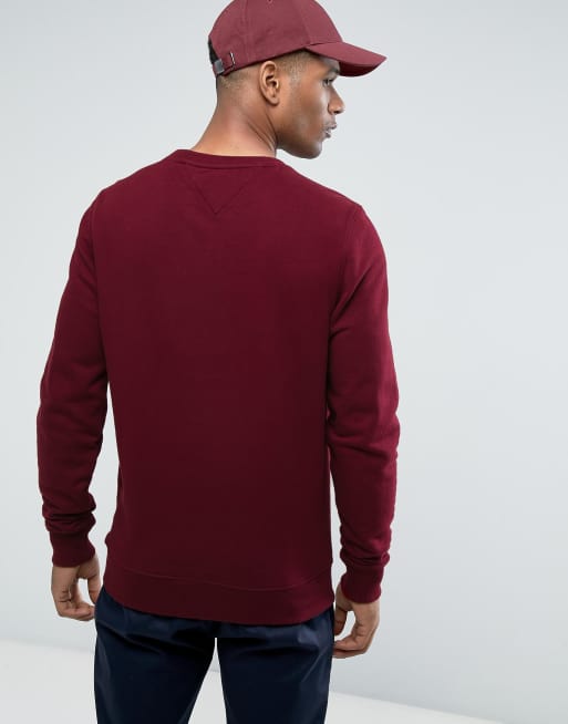 Tommy Hilfiger Denim Sweatshirt mit Rundhalsausschnitt und Tommy Logo in Burgunderrot ASOS
