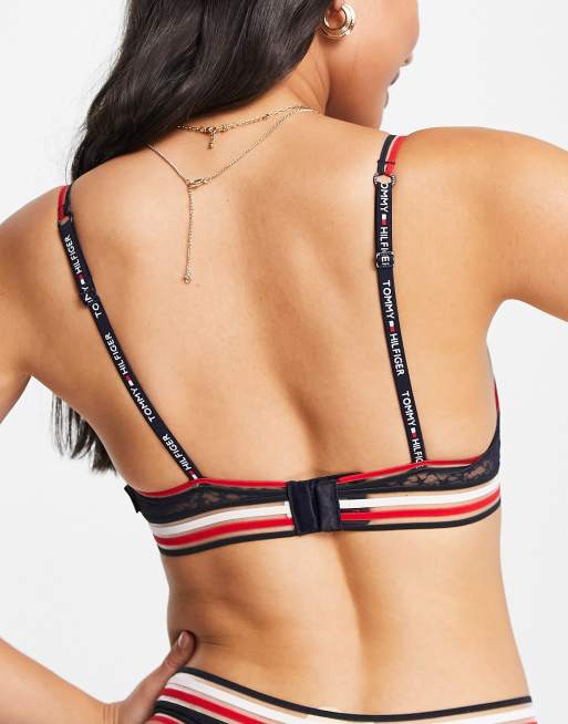 Tommy Hilfiger Durchscheinendes Triangel Bralette aus Netzstoff aus Nylonmix in Navy mit Sternchenmuster NAVY ASOS
