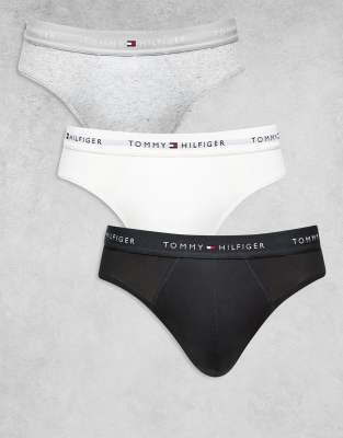Tommy Hilfiger - Essentials - Lot de 3 slips en coton avec logo - Noir ...