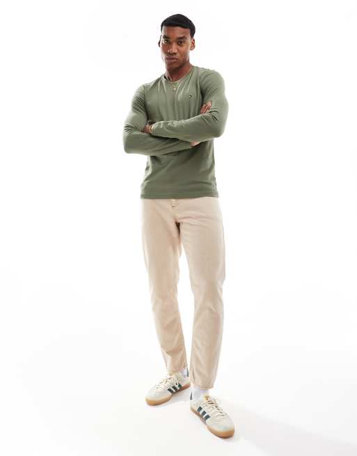 Tommy Hilfiger Langarmliges Shirt in Khaki mit schmalem Schnitt ASOS