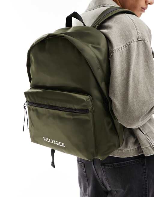 Tommy Hilfiger – Monotype – Rucksack in Khaki | ASOS