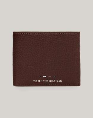 Tommy Hilfiger Premium Leather Credit Card Wallet in Brown Red | ASOS