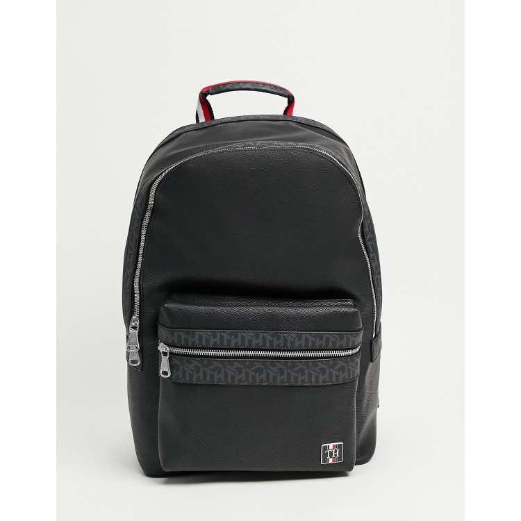 Tommy Hilfiger Rucksack in Schwarz aus Kunstleder mit Monogramm und Logo ASOS