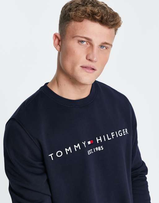 Tommy Hilfiger Sweatshirt in Marineblau mit aufgesticktem Logo