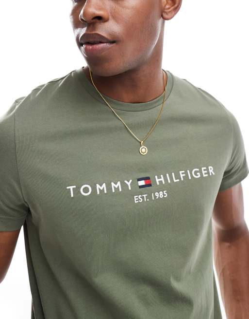 Tommy hilfiger khaki shirt store