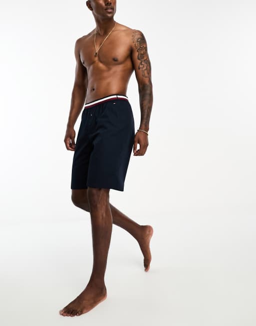 Tommy Hilfiger Woven Pyjama Short Set In White And Navy Asos