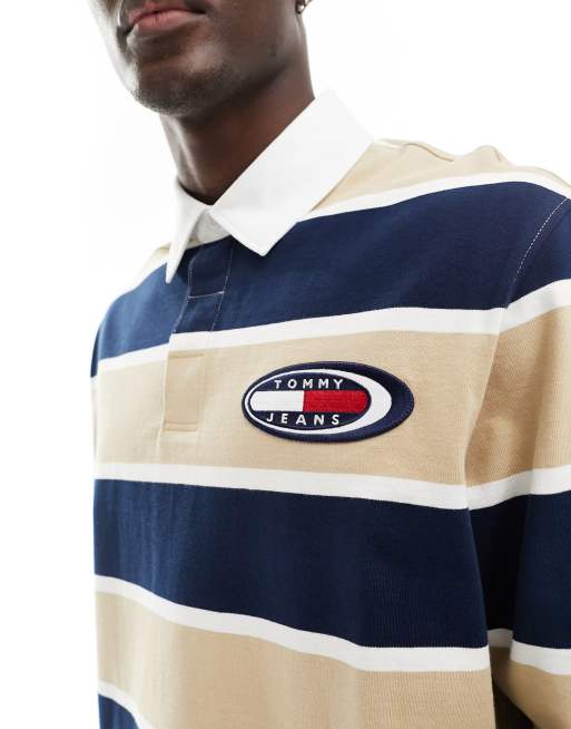 Tommy Jeans Archive Gestreiftes Rugby Hemd in Sand ASOS