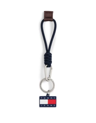 Tommy Jeans archive trek logo key ring in black | ASOS