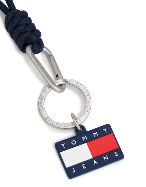 Tommy Jeans archive trek logo key ring in black | ASOS
