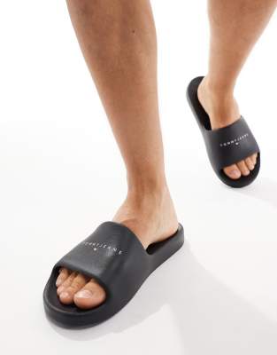 Tommy Jeans basic sliders in black | ASOS