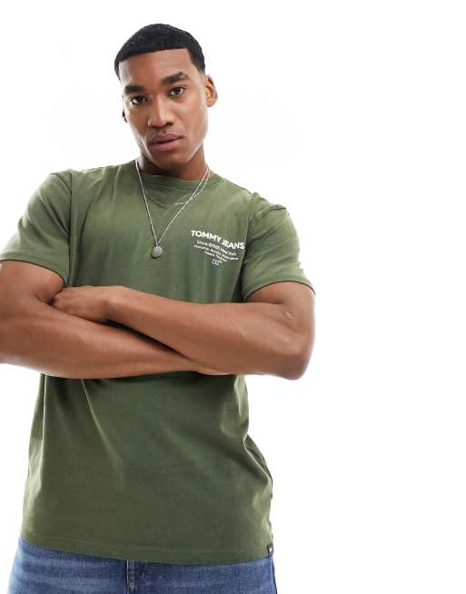 Tommy Jeans Basic T Shirt in verwaschenem Olivgrun mit normalem Schnitt ASOS