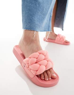 Tommy Jeans braided sliders in pink | ASOS