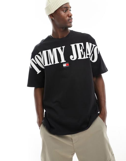 Tommy Jeans Oversize T Shirt in Schwarz mit Logo Aufnaher ASOS
