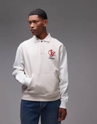 Tommy Jeans raglan rugby sweatshirt in beige marl | ASOS