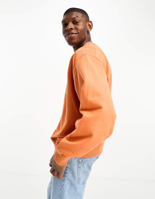 Tommy Jeans Sweatshirt in Orange mit Boxy Schnitt Rundhalsausschnitt und College Logo