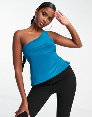 Top color cerceta ajustado con espalda de tiras de ASOS DESIGN | ASOS