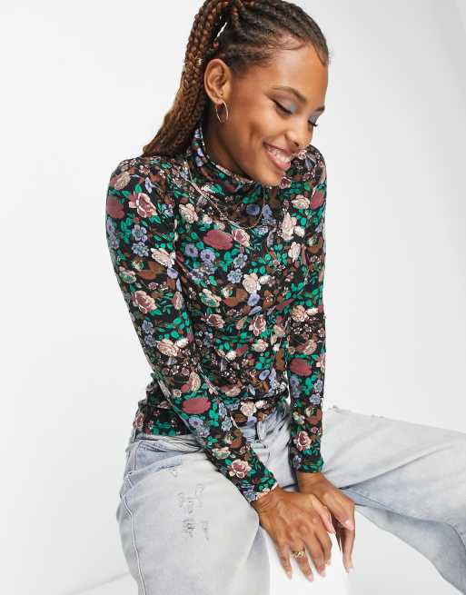 Top Con Cuello Alto Y Estampado Floral Integral De Vero Moda Asos