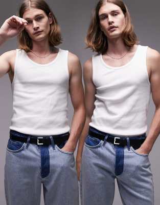 Topman 2 pack rib tank top in white | ASOS