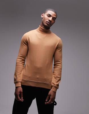 Topman 2 pack roll neck sweater in camel and black | ASOS