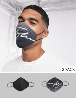 Topman 2 pack Signature face coverings in black | ASOS