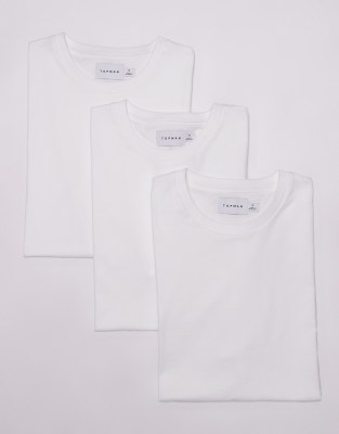 Topman 3 pack classic fit t-shirt in white | ASOS