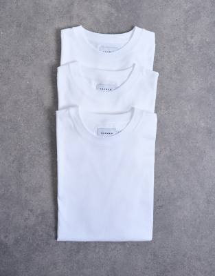 Topman 3 pack classic fit t-shirt in white | ASOS
