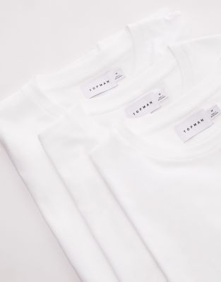 Topman 3 pack classic t-shirt in white | ASOS