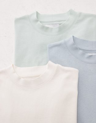 Topman 3 pack oversized fit t-shirt in ecru, blue and green | ASOS