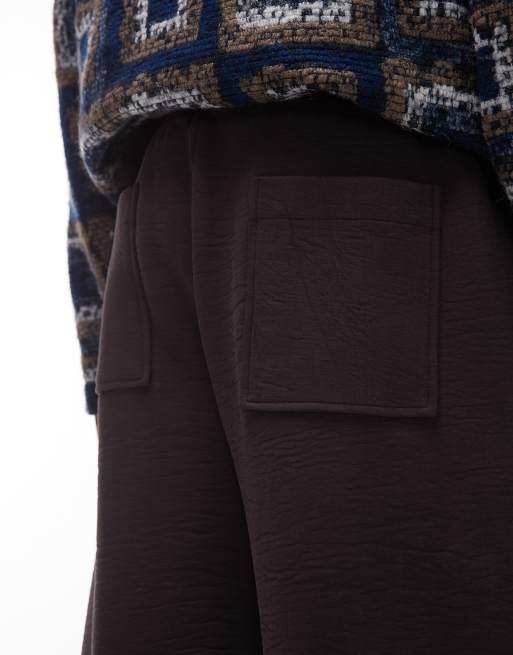 Topman baggy fit textured trackies in brown | ASOS