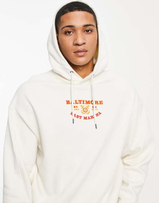 Topman Baltimore Oversize Kapuzenpullover In Stein Mit Stickerei Asos